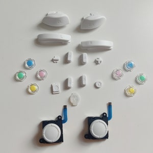 White & Mix Color Glass Replacement Buttons for Nintendo Switch Joycon ...