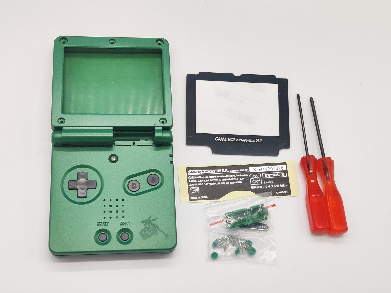 Gameboy Advance SP Classic Rayquaza Green Replacement Housing Shell for ...