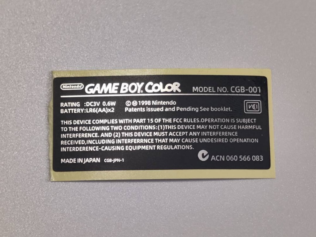 Nintendo Game Boy Color GBC Replacement Sticker Label - Etsy