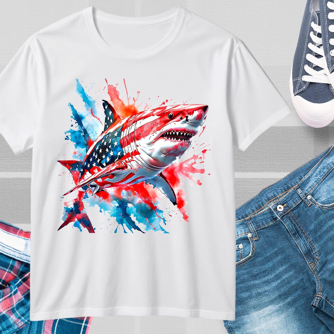 Shark in the Colors of the US Flag. Printed Materials PNG Clipart for ...