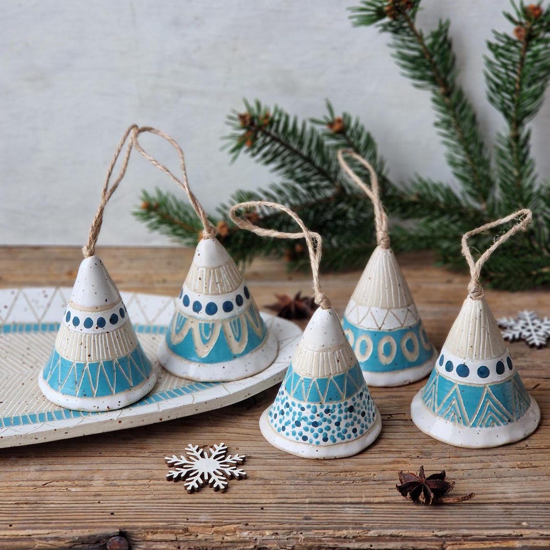 Handmade Ceramic Bells, Tree Ornaments, Holiday Decorations, Christmas ...