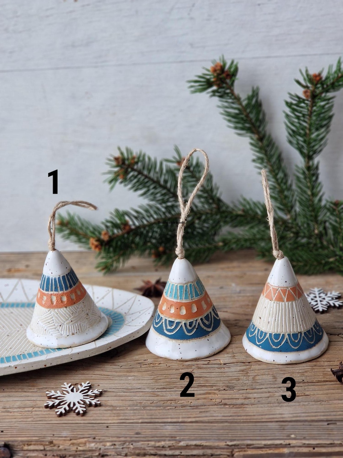 Ceramic Bells, Handmade Christmas Bells, Tree Ornaments, Holiday ...