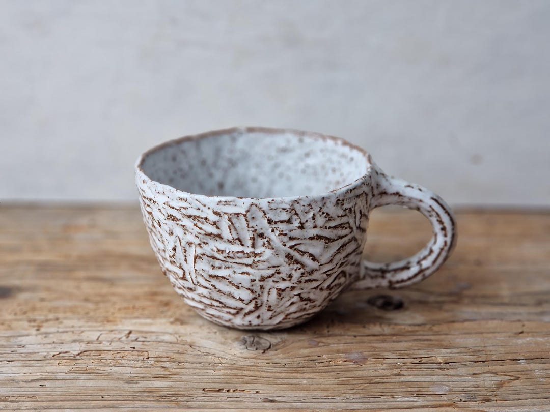 White Rustic Ceramic Cup, Pinched Mug, Mugs for Dad, Coffee Lovers Gift ...