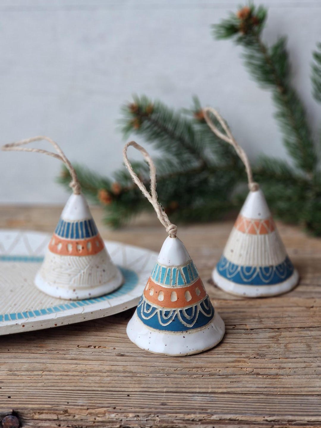 Ceramic Bells, Handmade Christmas Bells, Tree Ornaments, Holiday ...