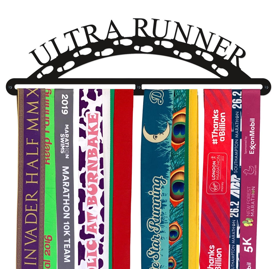 Medal Hanger Display | ULTRA RUNNER | Black Metal | Wall Mounted ...