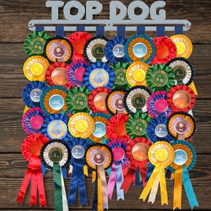Dog Show Award Ribbon Display Holder Rosette Wall Hanger 'top Dog' - Etsy