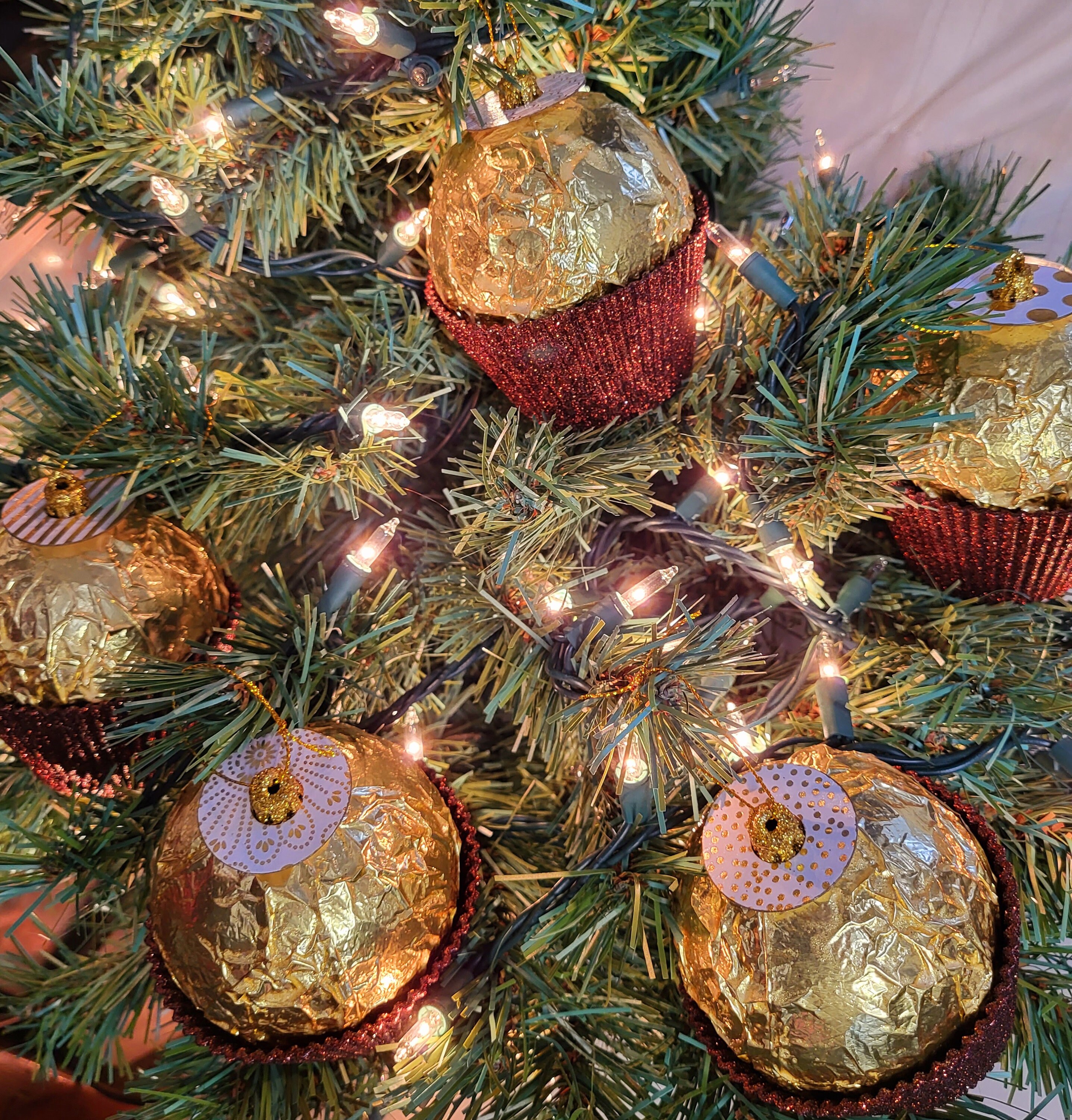 Hazelnut Candy Truffle Like Ferrero Rocher Christmas Ball Tree Table ...