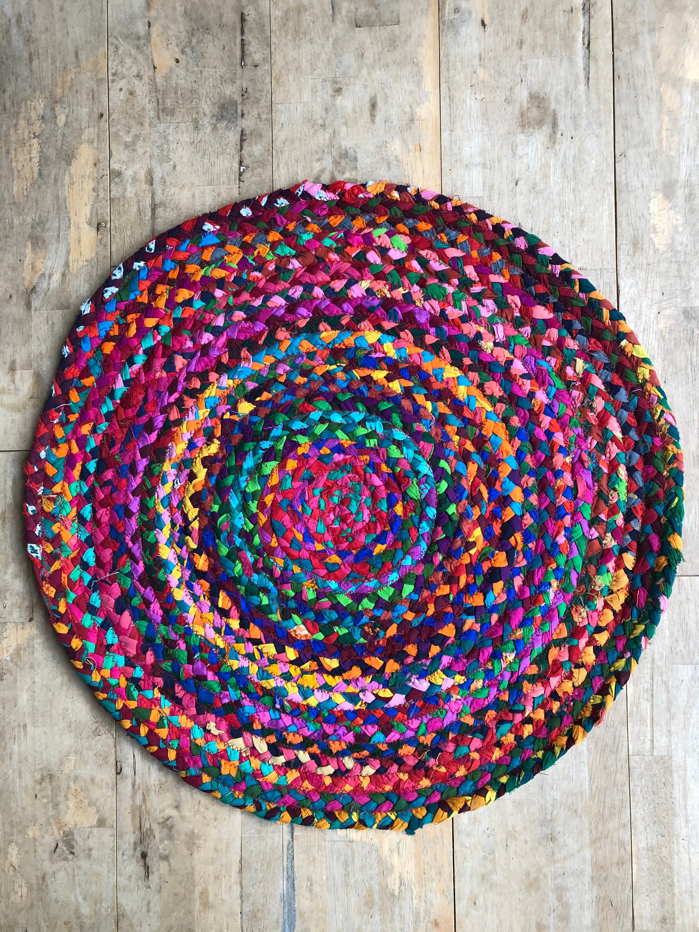 Round Circle Chindi Rag Rug 60cm X 60cm - Etsy UK