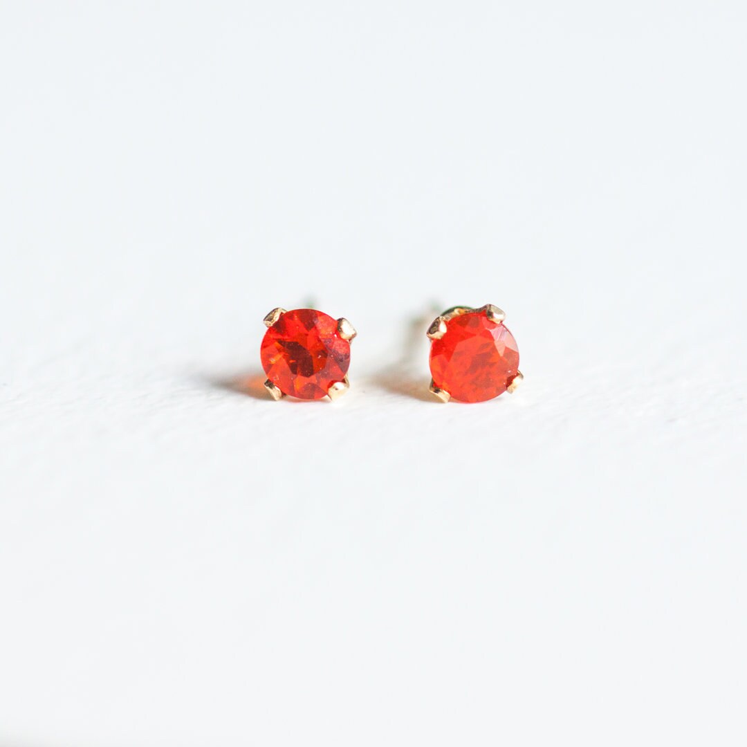 Fire Opal Post Earrings, 14k Gold Filled,3mm Fire Opal Stud Earrings - Etsy