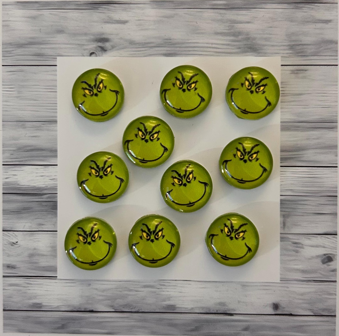 Green Guy Face Glass Domed Flat Back Cabochons (10mm, 12mm, 14mm, 16mm ...