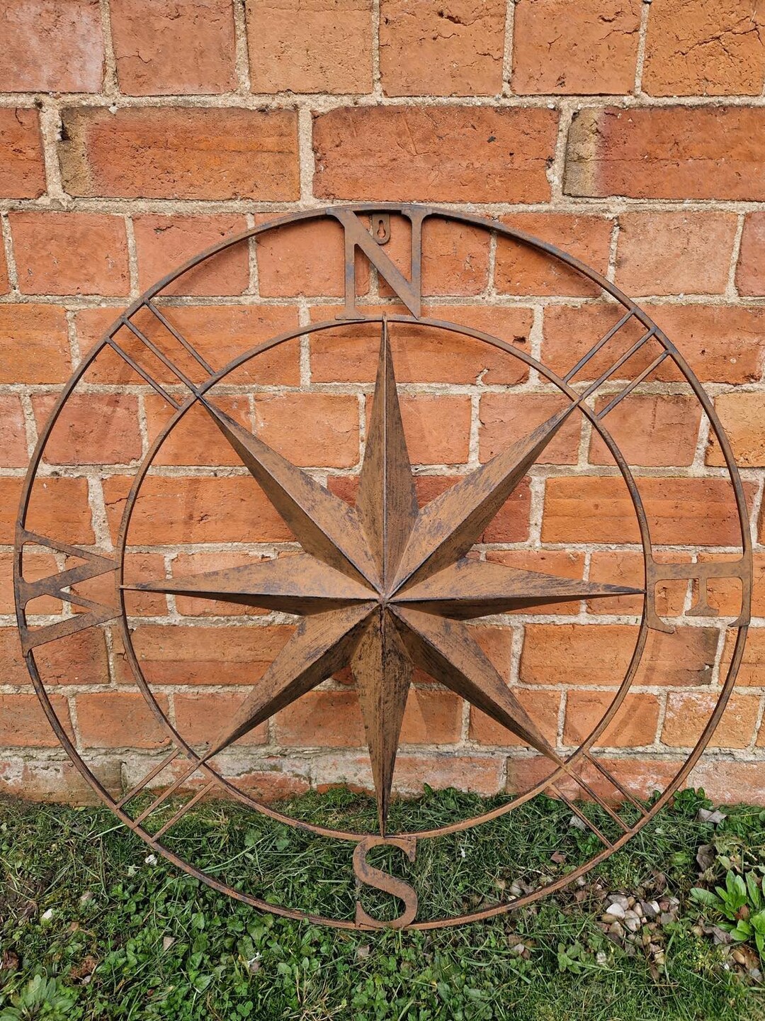 Large Galvanised Metal Garden Compass Wall Hanging Decor Sailor ...