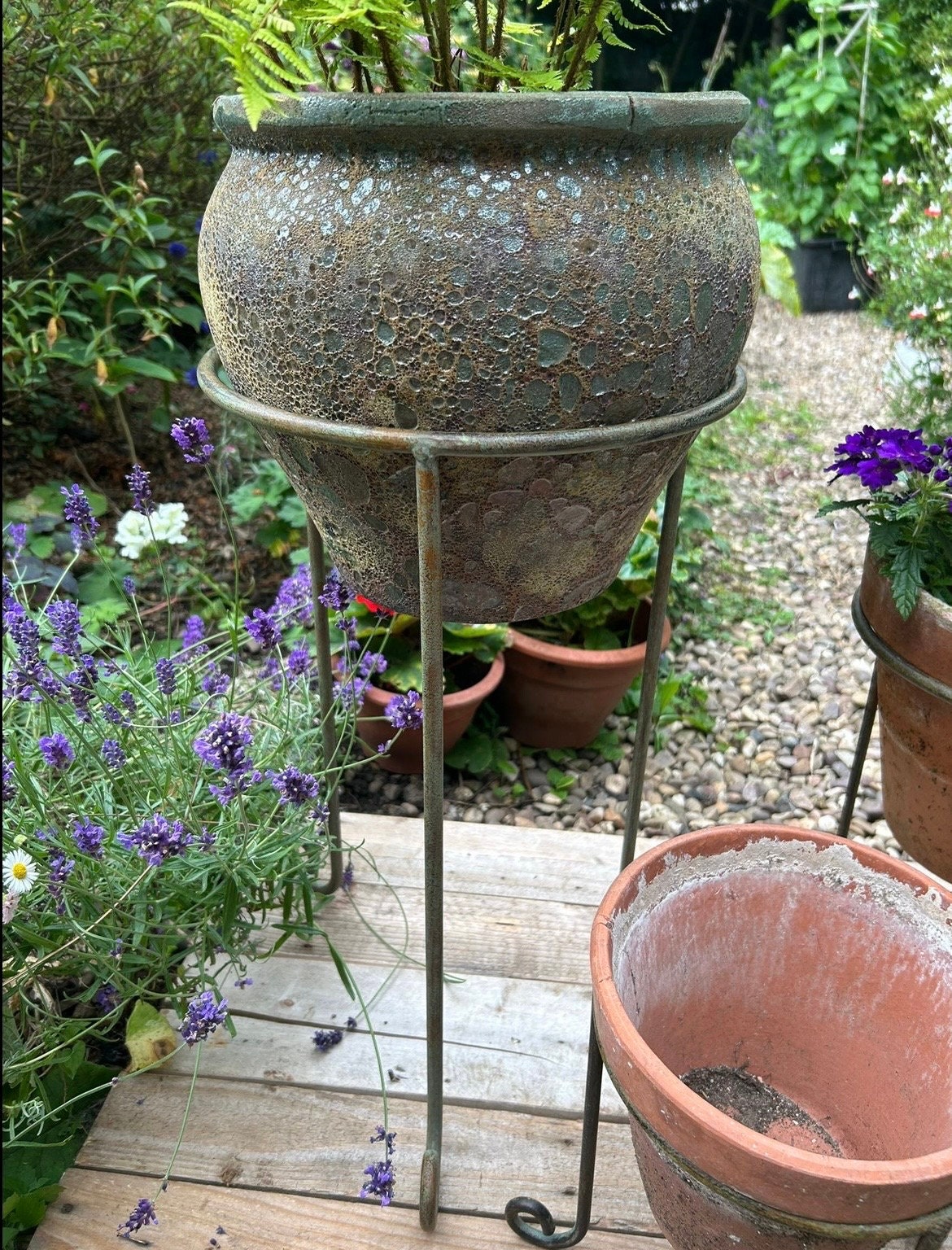 Set of 3 Verdigris Pot Stands Galvanised Metal Pot Holder - Etsy UK
