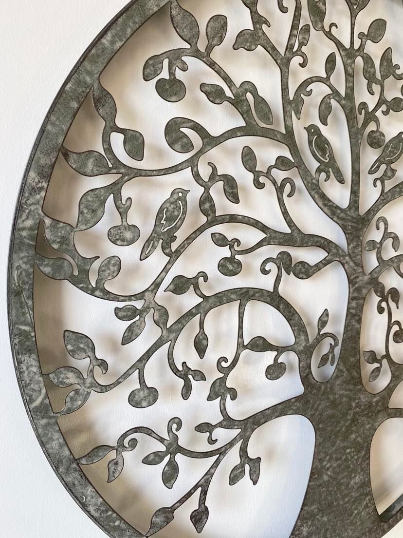 Beautiful Grey Steel Tree of Life Wall Art Made From | Etsy UK