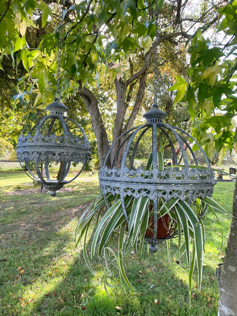 Set of 2 Rustic Hanging Orbs Finished in A Country Grey Colour - Etsy UK