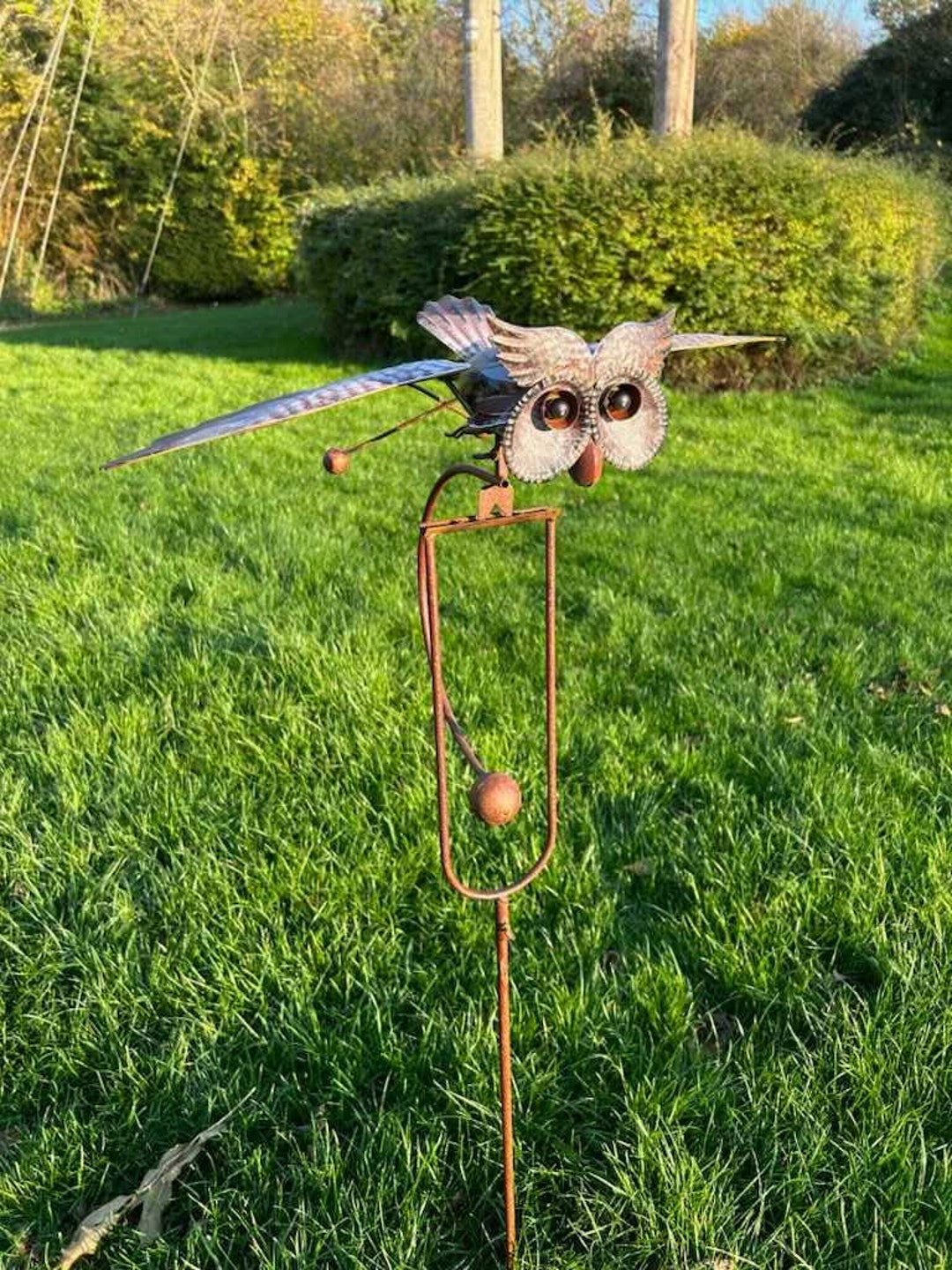 Rocking Owl Kinetic Animal Stake. Made for the Garden - Etsy UK