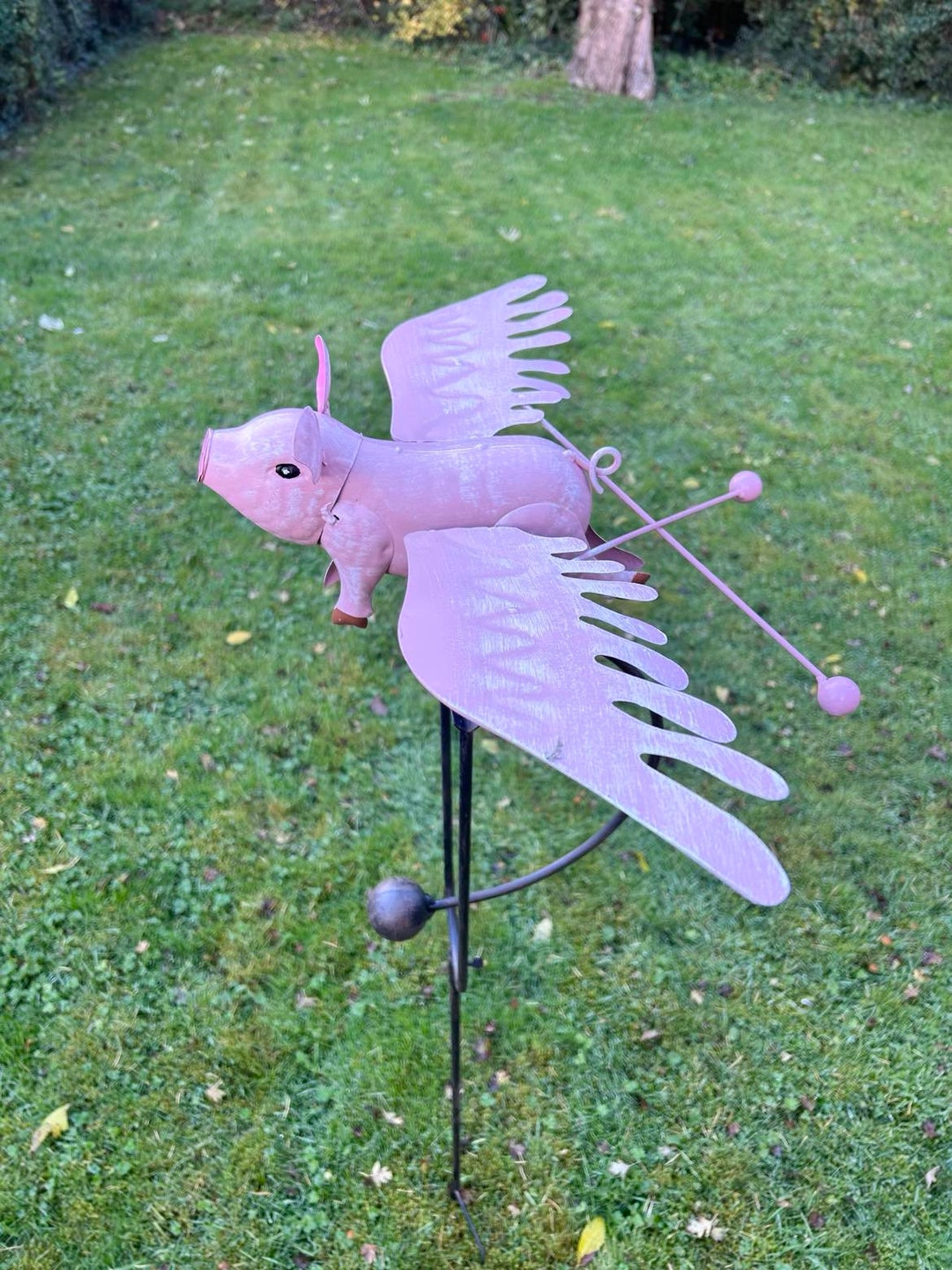 Pink Pig Garden Rocker Wings Metal Garden Gift Unique Stake Flying - Etsy