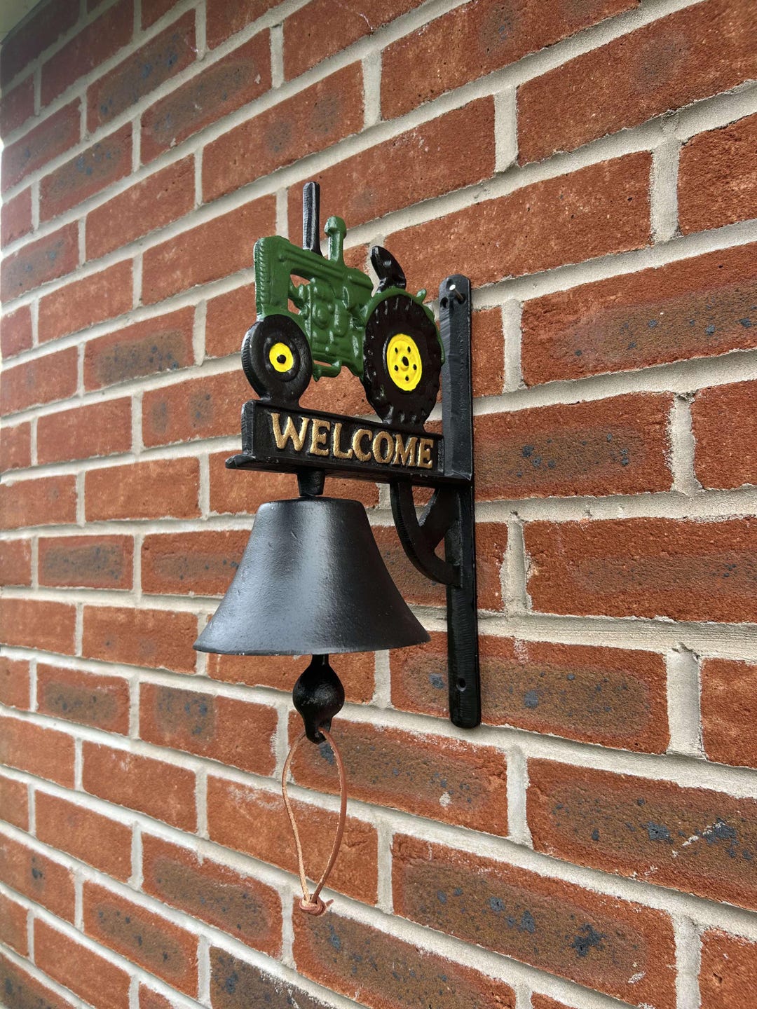 Cast Iron Tractor Garden Bell Farming Farmer Outdoor Green Welcome - Etsy