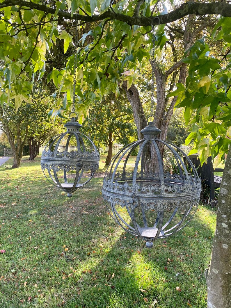 Set of 2 Rustic Hanging Orbs Finished in A Country Grey Colour - Etsy UK