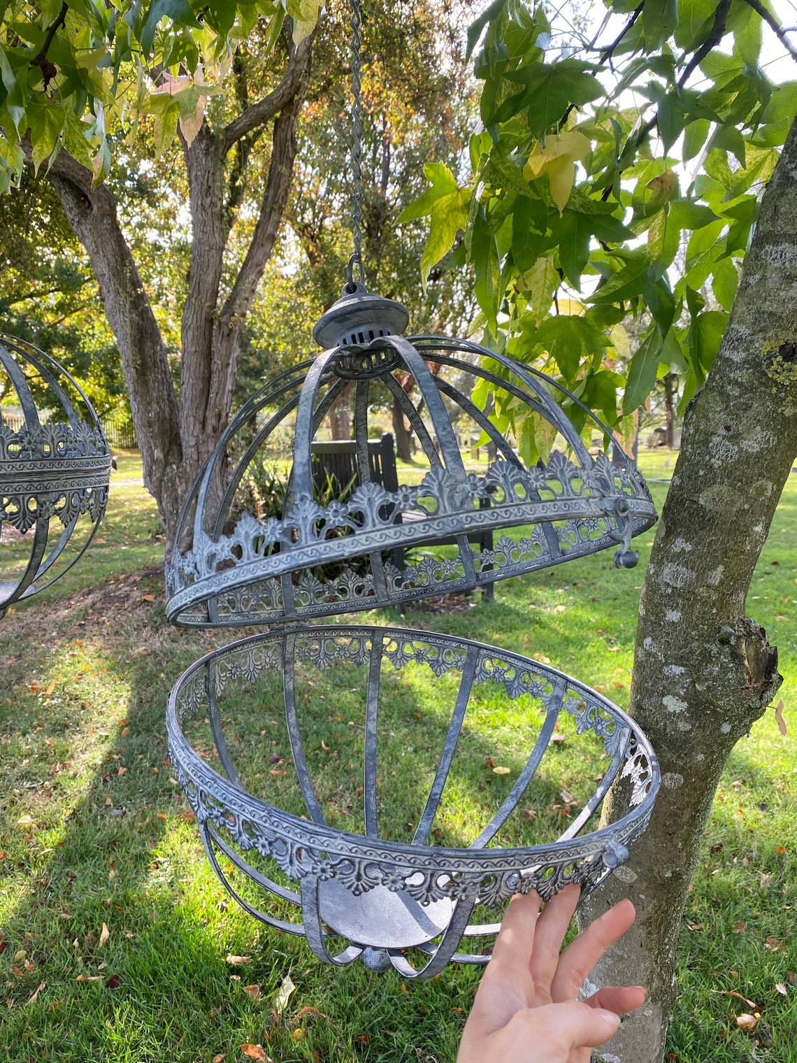 Set of 2 Rustic Hanging Orbs Finished in A Country Grey Colour - Etsy UK