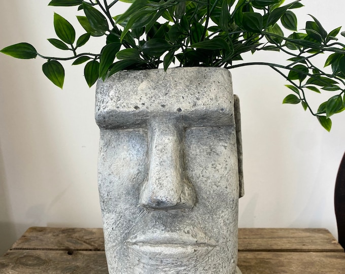 Easter Island Maoi Head Pot Planter Garden Indoor Outdoor Reconstituted ...