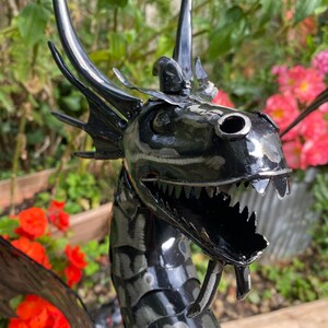 Gothic Black Metal Dragon Garden Sculpture Highly Detailed Mystical ...