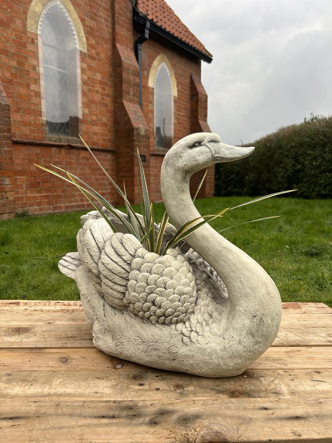 Large Vintage Style Swan Planter Pot Ornament Sculpture for Garden ...