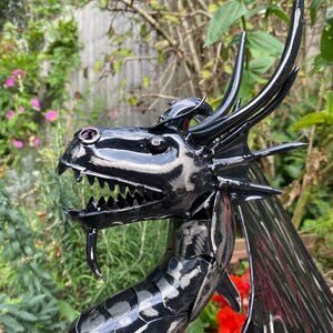 Gothic Black Metal Dragon Garden Sculpture Highly Detailed Mystical ...