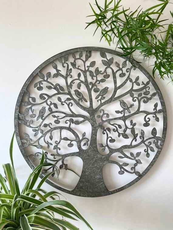 Beautiful Grey Steel Tree of Life Wall Art Made From | Etsy UK