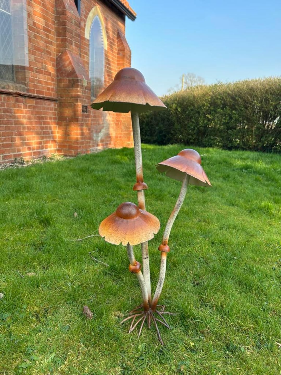 Large Garden Metal Mushroom Toadstool Stake Ornament Fungi Sculpture ...