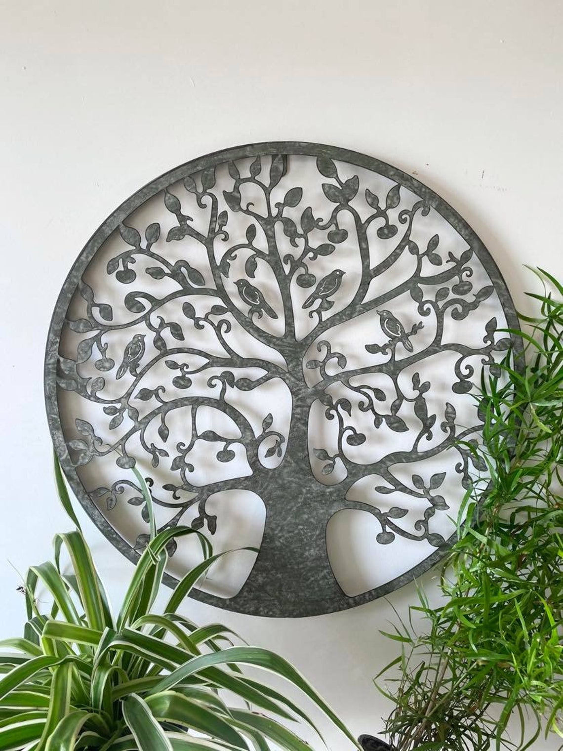 Beautiful Grey Steel Tree of Life Wall Art Made From - Etsy UK
