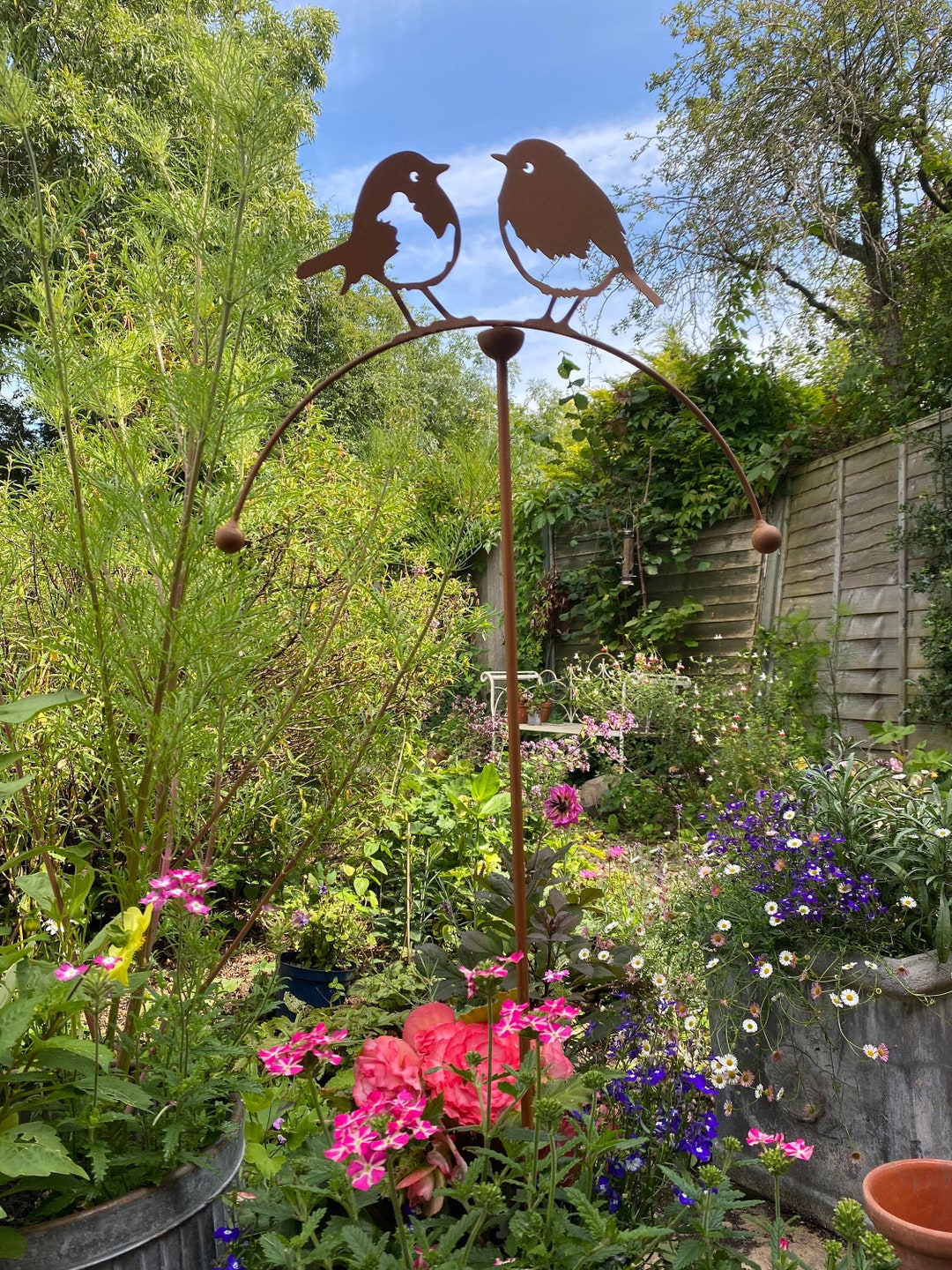 Pair of Robins Garden Rocker Wind Spinner Stake Metal Gift Robin Home ...