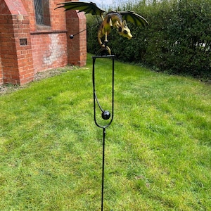 Gold Metal Dragon Garden Wind Rocker Mystical Outdoor Weather Ornament ...