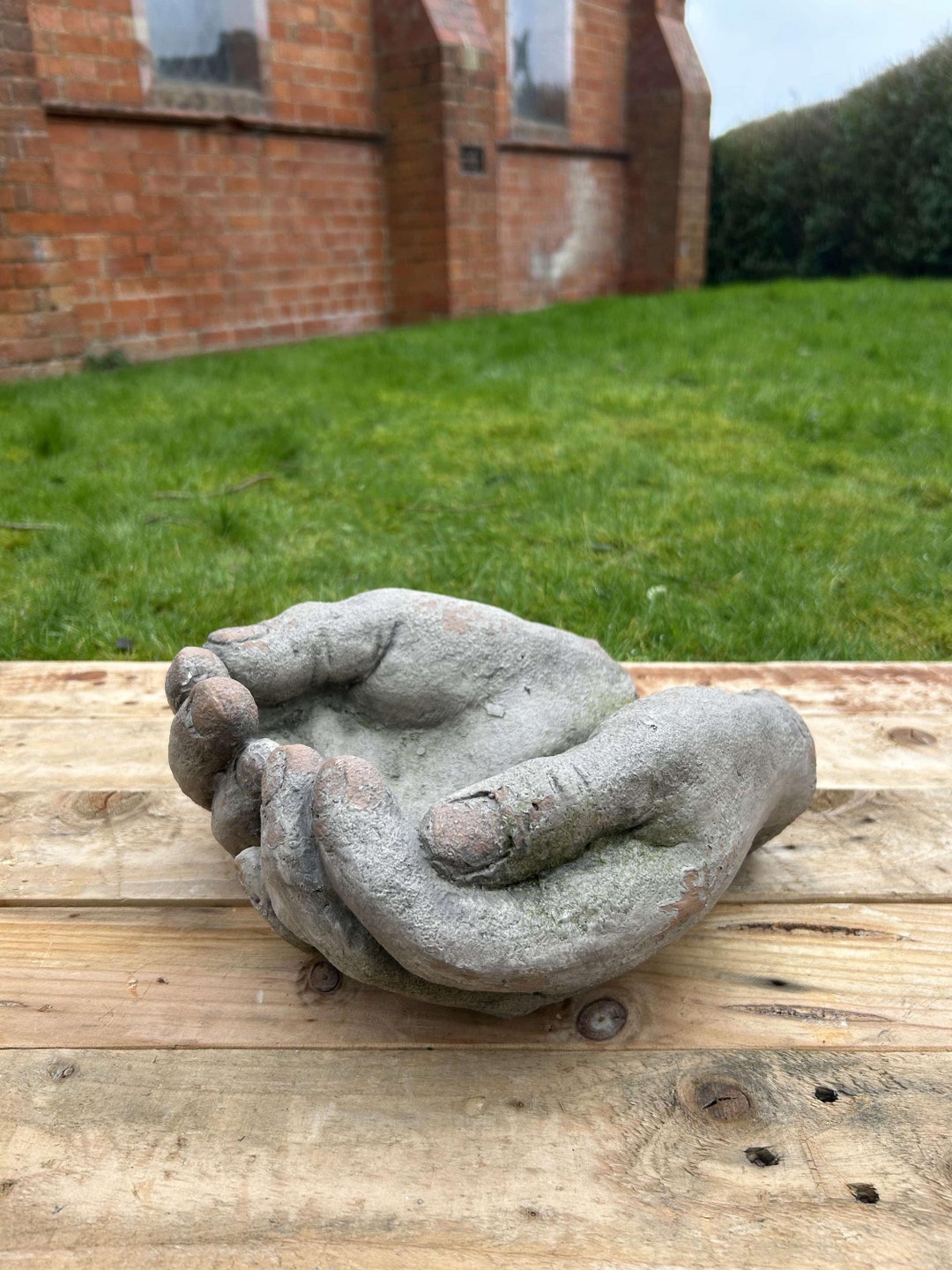 Aged Ancient Greek Ruins Style Hands Bird Feeder Antiqued Vintage ...