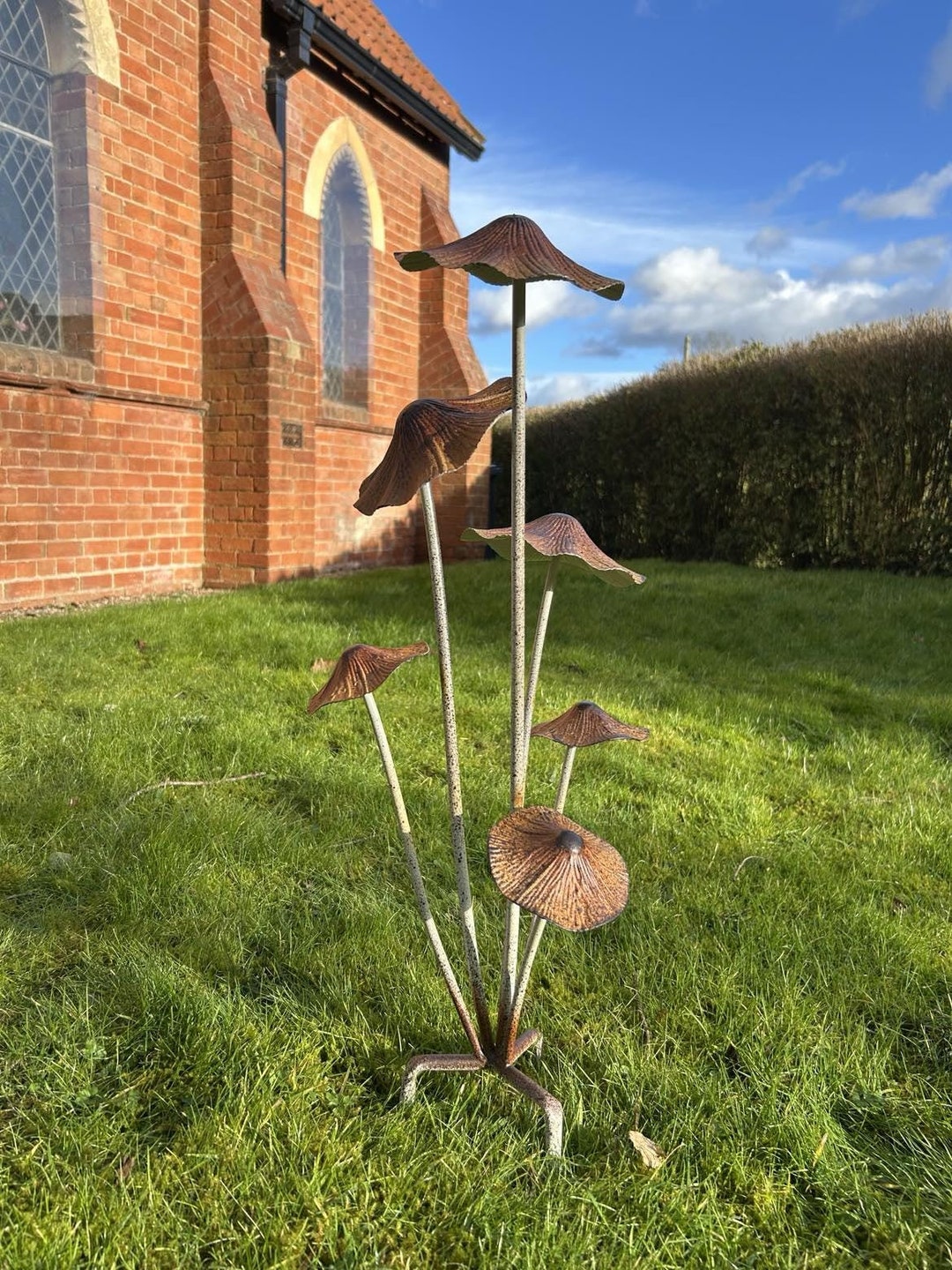 Garden Mushroom Toadstool Metal Stake Ornament Fungi Sculpture ...