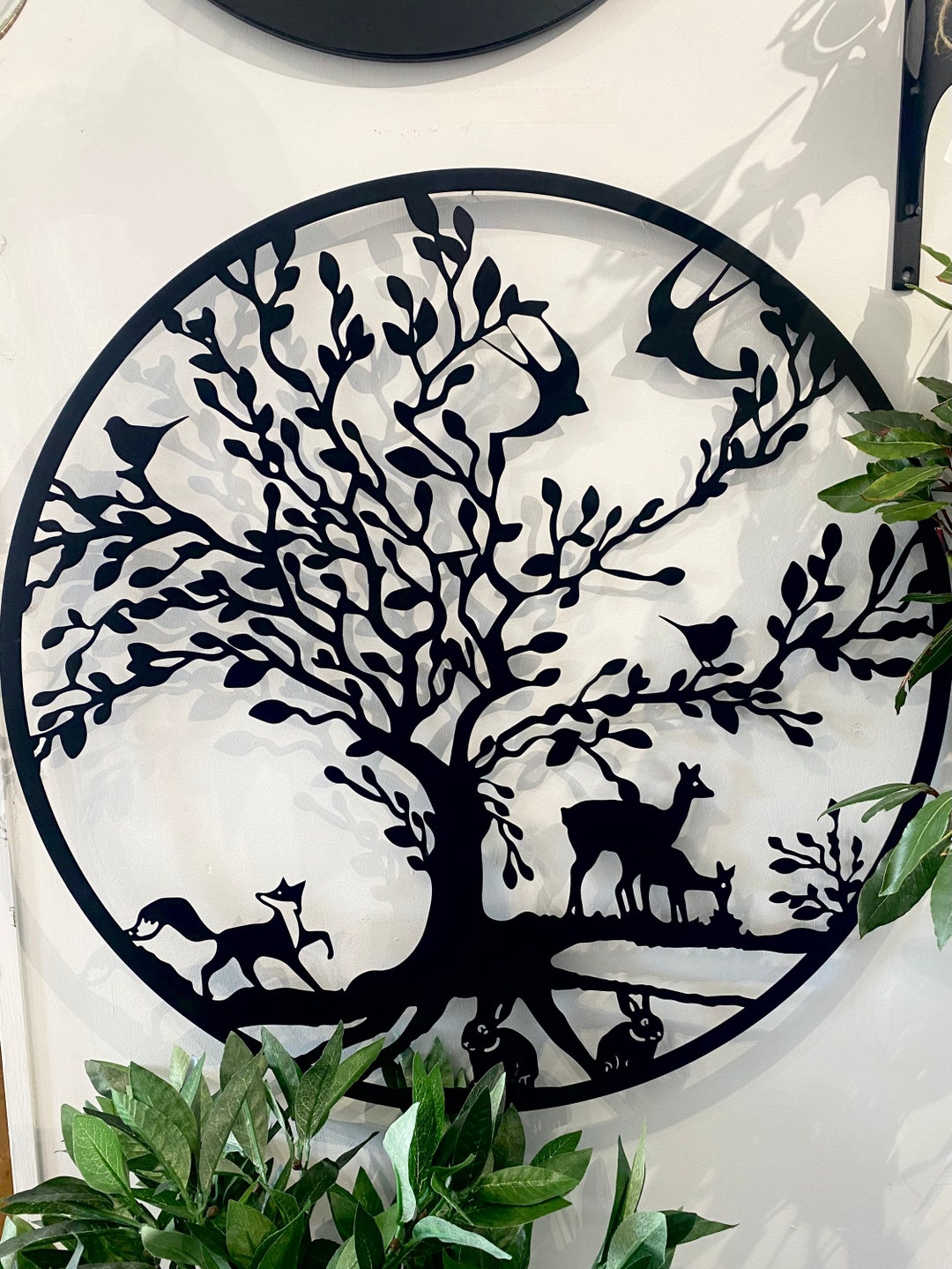 Large Black Woodland Tree Design Wall Hanging Wall Art Garden Indoor ...