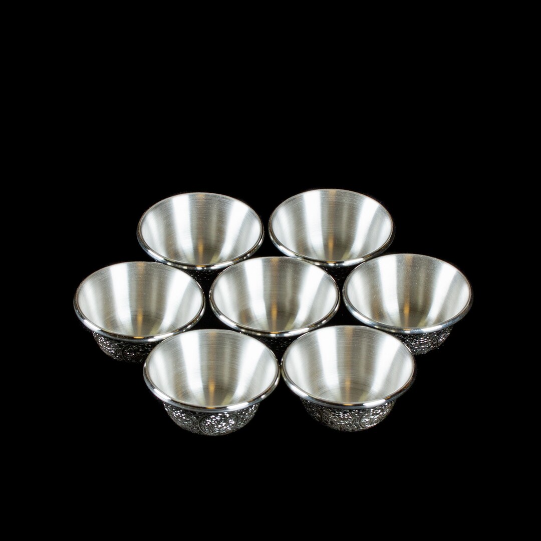 Set of 7 Tibetan Offering Bowls Made From Silver 925 | Diameter — 60 Mm ...