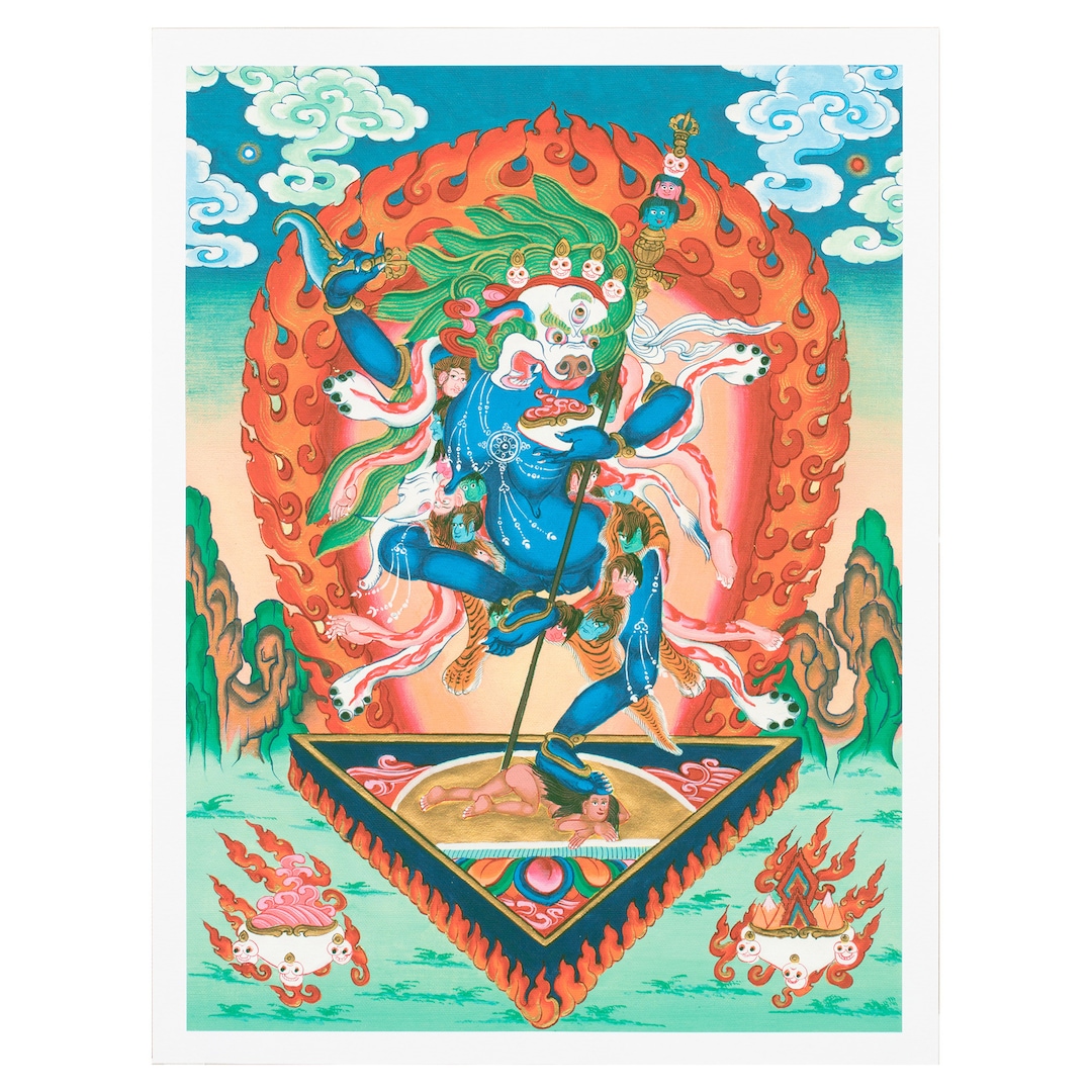 Thangka Senge Dongma Aka Simhamukha — High Quality Print on Natural ...