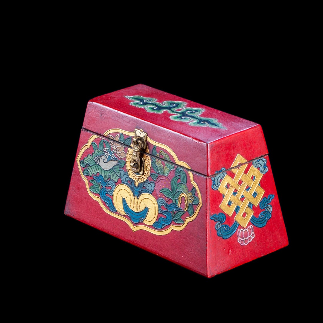 Tibetan Traditional Jewellery Box Made From Wood / Elegant Authentic ...