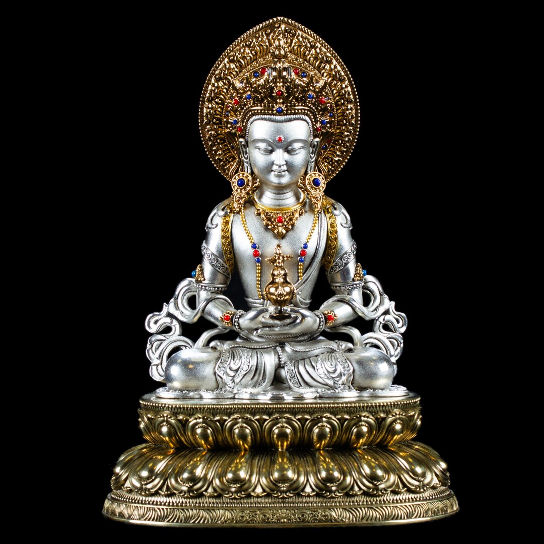 Statue of Amitayus buddha of Longevity, Tsepame Made From Copper ...