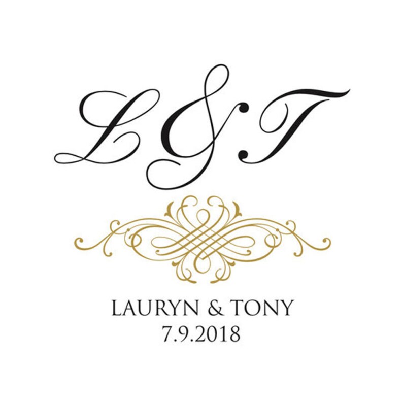 Personalised Wedding Aisle Decoration Initial Scroll Gold - Etsy UK