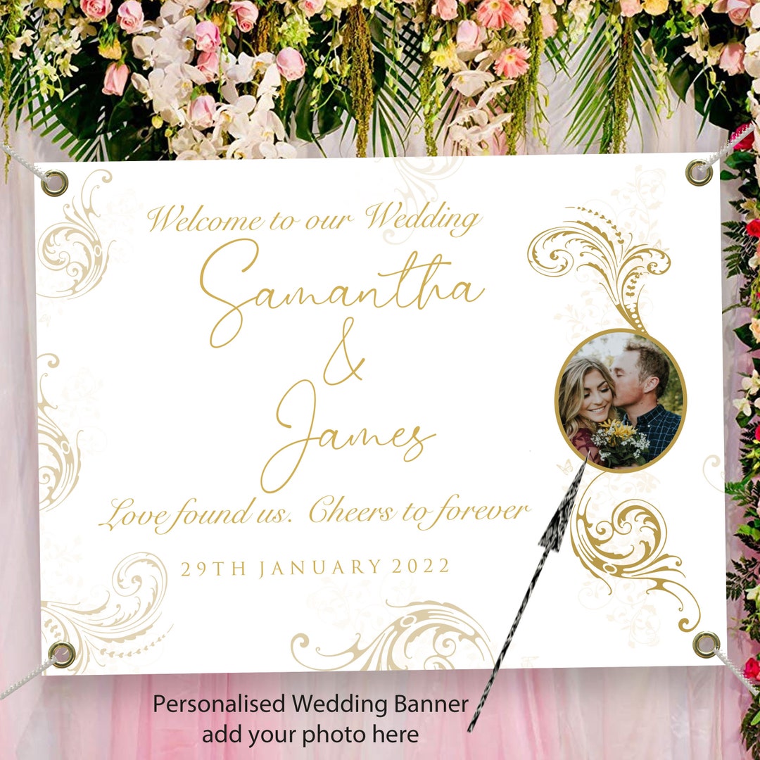 Personalised Wedding Banner Sign Photo Upload - Etsy