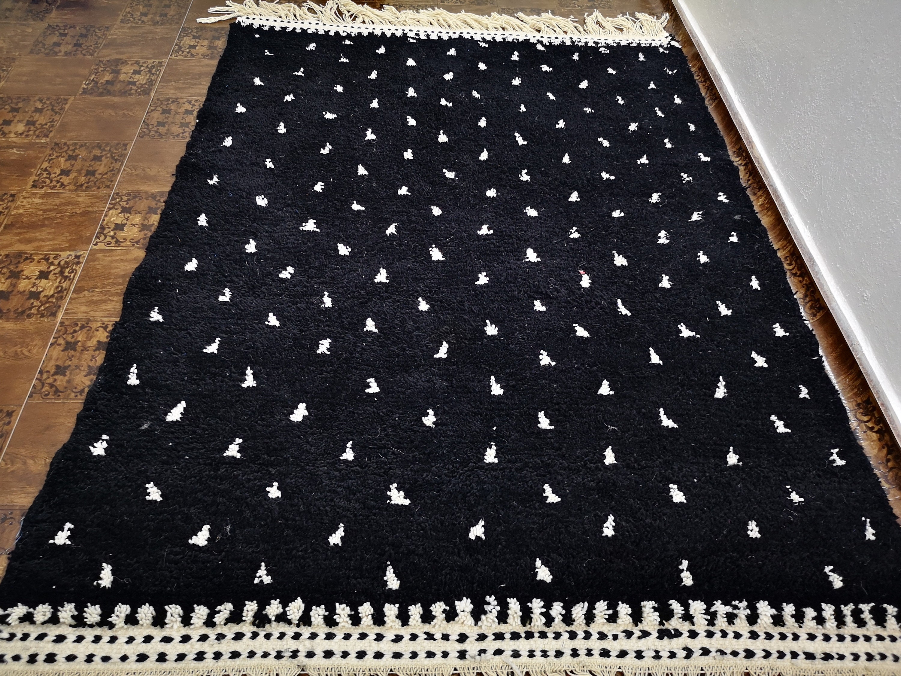 Black Moroccan Rug Handwoven Wool Carpet Beni Ourain Rug | Etsy