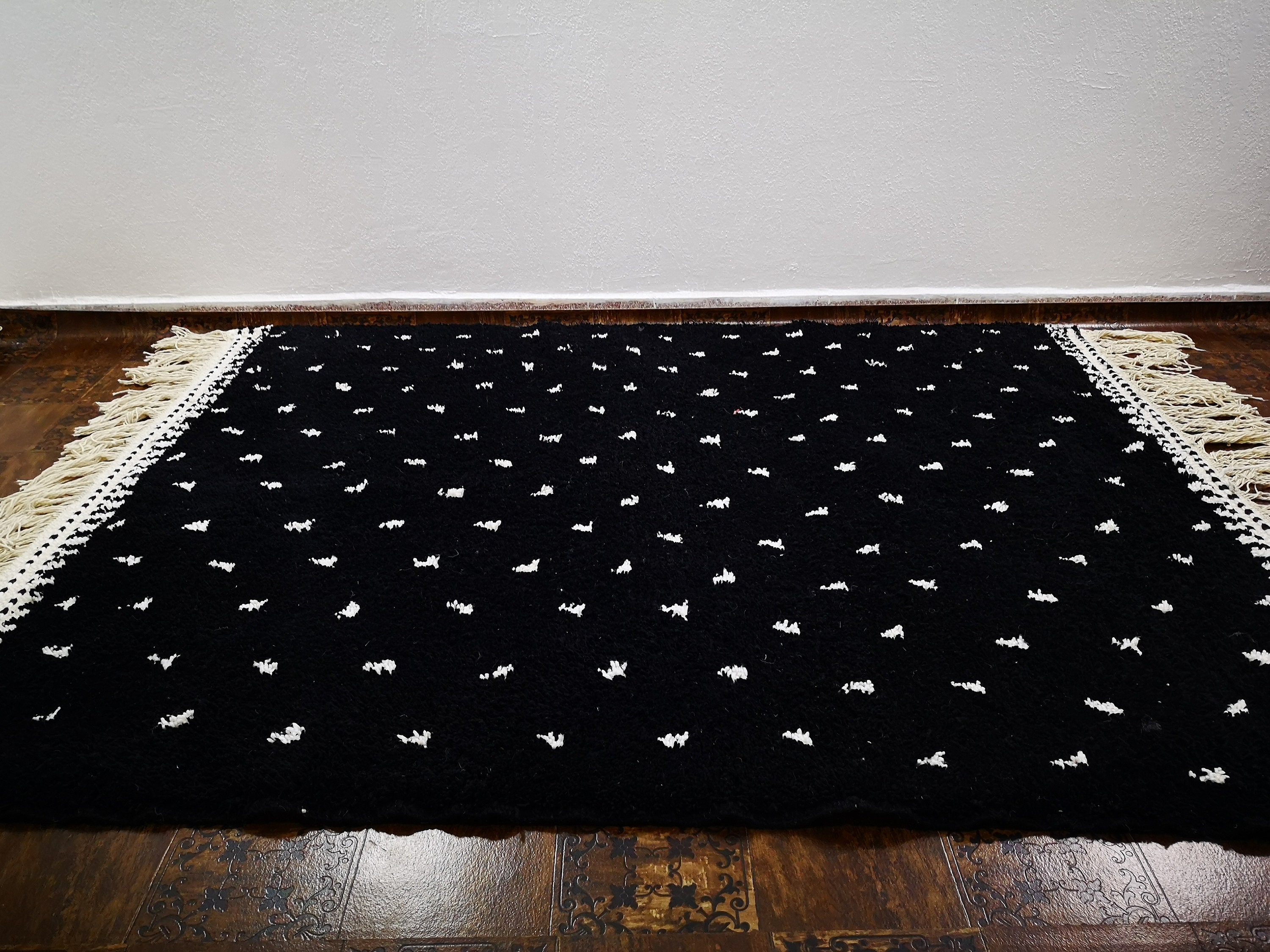 Black Moroccan Rug Handwoven Wool Carpet Beni Ourain Rug | Etsy