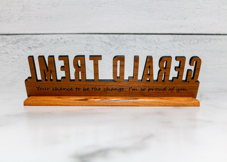 Solid Cherry 3D Desk Name Plate for Teachers Professionals | Etsy