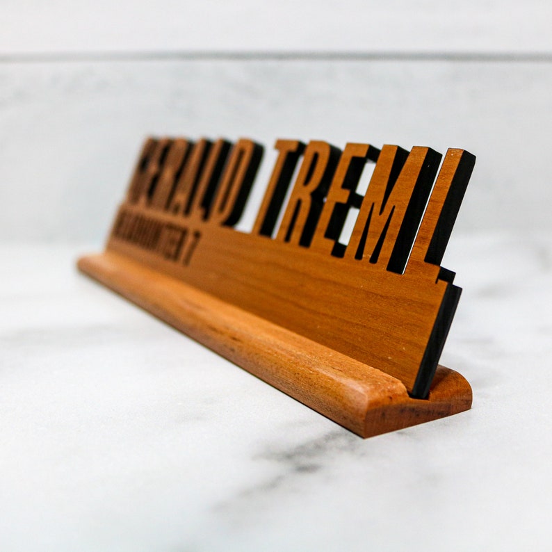 Solid Cherry 3D Desk Name Plate for Teachers Professionals | Etsy