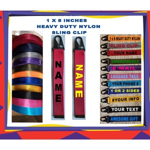 Custom Embroidered Sling Clip Luggage/gear Tags 1 X 8 Inches Heavy Duty ...