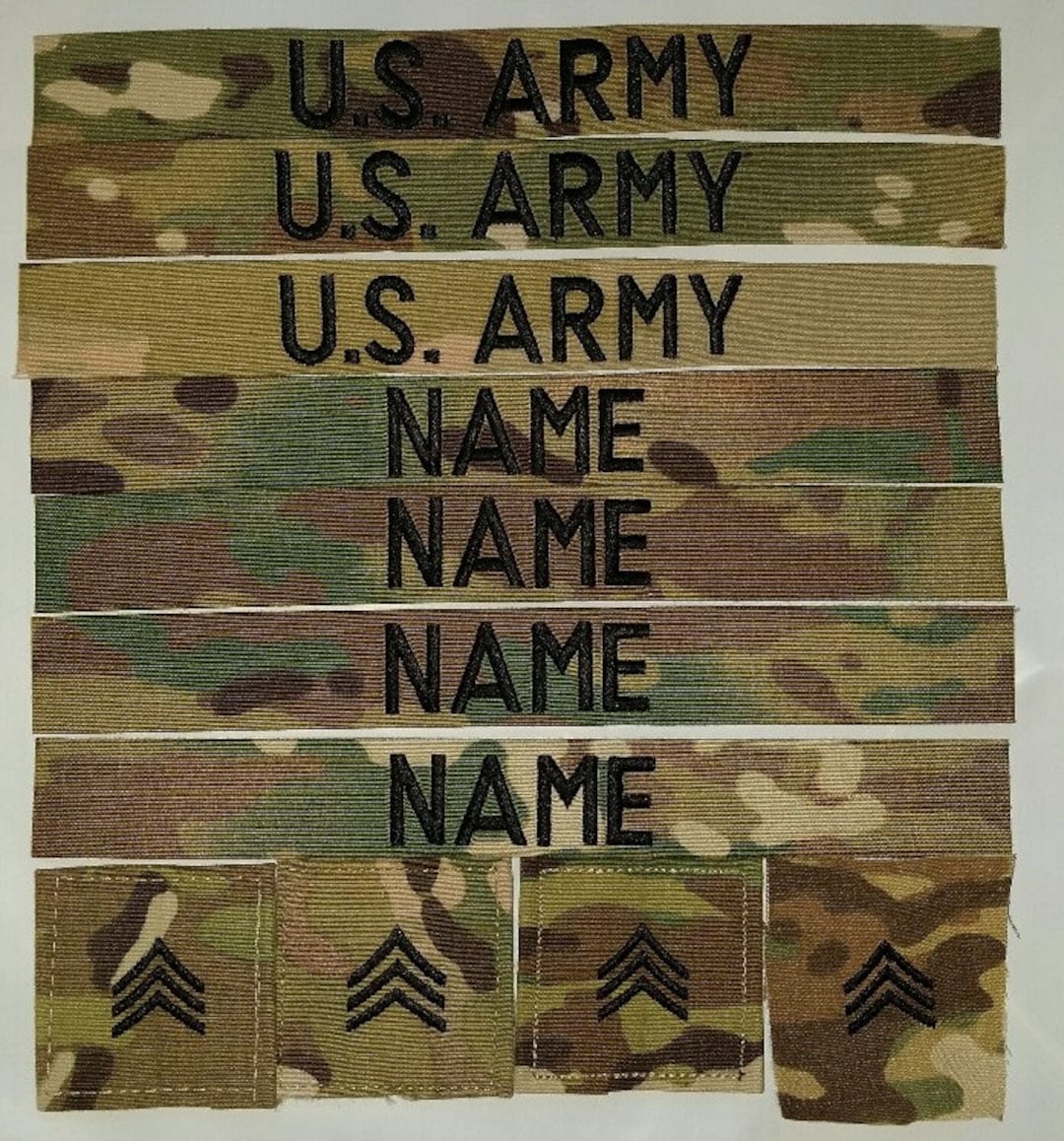 11 Peice US ARMY Scorpion Ocp Name Branch and Rank SET With Hook ...