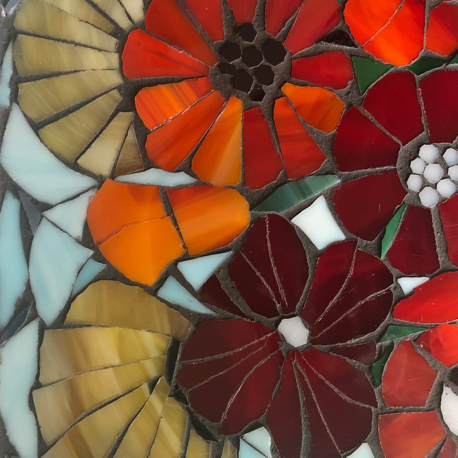 Mosaic Poppy Window, Poppy Mosaic, Stained Glass Window, Flower Art ...