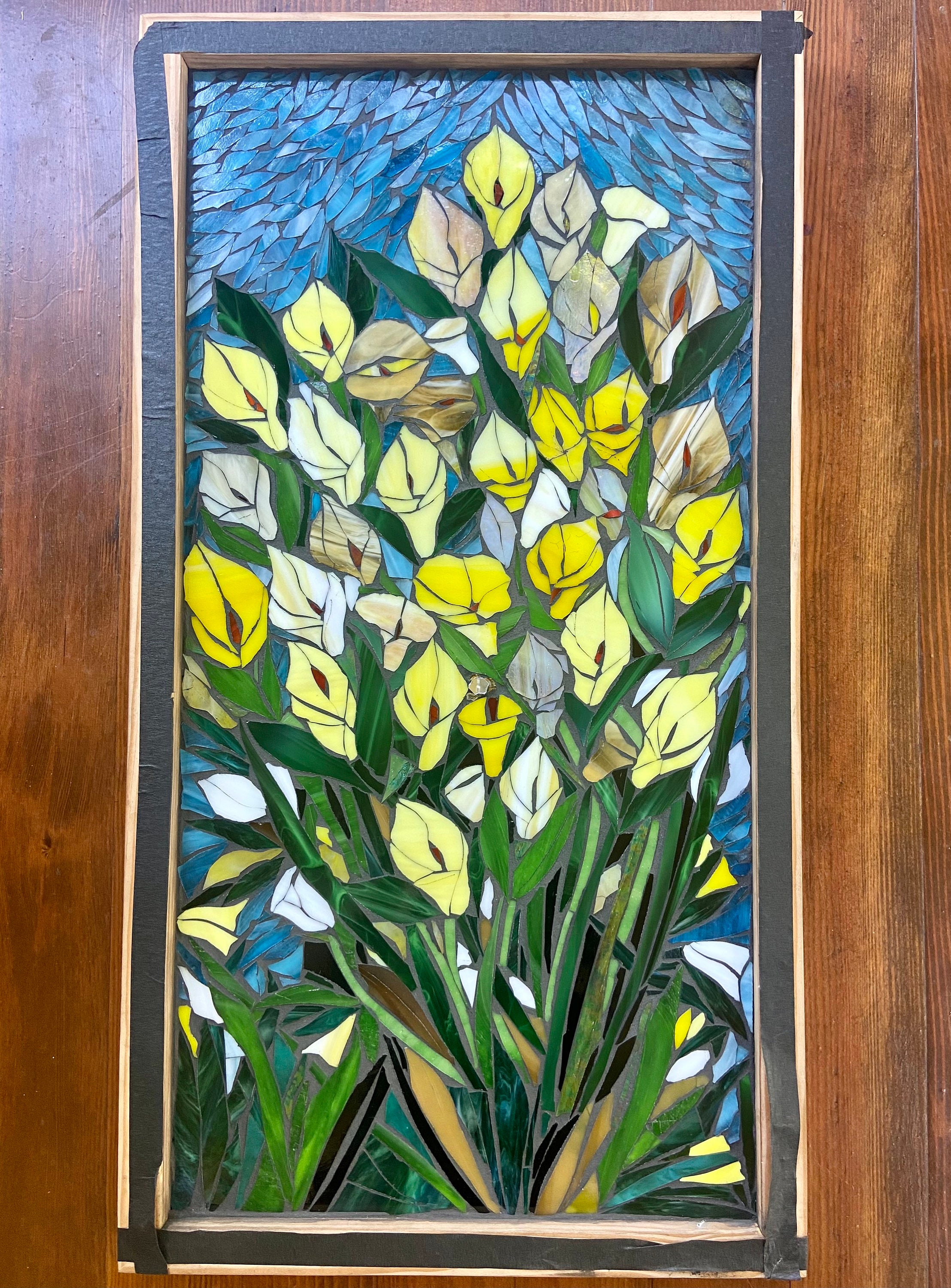 Calla Lily Stained Glass Window. Framed Hanging Glass Art. Large Garden ...