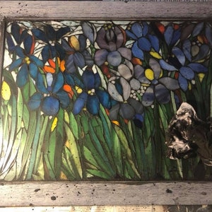 Iris Flower Mosaic Blue Iris Stained Glass Window, Botanical Art ...